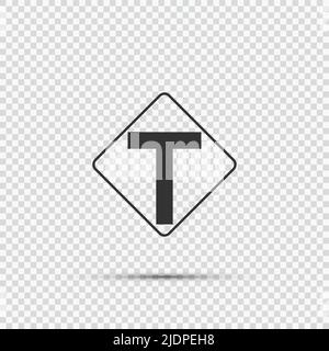 Junction ahead,The main intersection is T-shaped. sign on transparent background,vector ...
