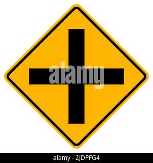 Illustration of Triangle Warning Sign. Crossroads Warning Main Road ...