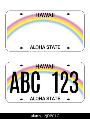 Hawaii US State car license plate, letters, numbers and symbols, vector ...