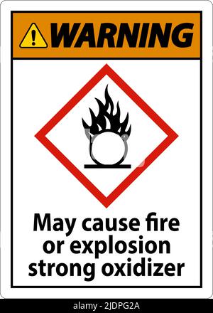 Warning May Cause Fire Or Explosion Sign On White Background Stock ...