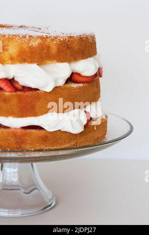 Strawberry and whipped cream cake. Strawberry and cream layer cake on ...