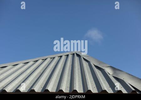 Stainless steel roof. Steel roof of house. Small building Stock Photo ...