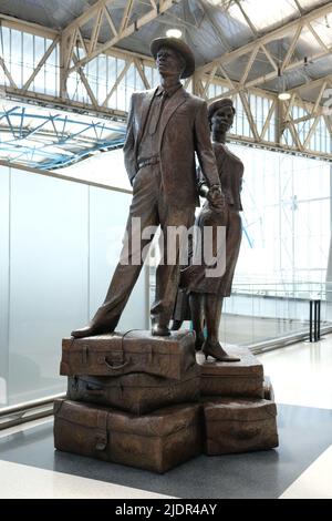 Basil Watson, Windrush Day Statue Unveiling, Waterloo Station, London ...