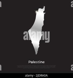 Palestine country border map in gold golden metal color design. Vector ...