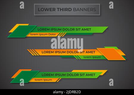 Three geometric lower third banners set design. Modern geometric lower third banner template ...