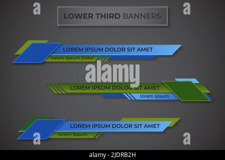 Three geometric lower third banners set design. Modern geometric lower third banner template ...
