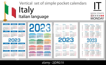 Italian vertical pocket calendar for 2023 (two thousand twenty three ...