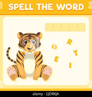 Spell word game with word cat illustration Stock Vector Image & Art - Alamy