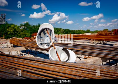 Tied bundle of steel bars reinforcement ready for installation ...