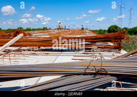 Tied bundle of steel bars reinforcement ready for installation ...