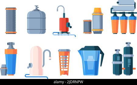 Cartoon industrial equipment for water purification from heavy metals ...