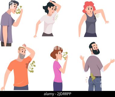 Smelly characters. Underarm disgusting persons body male and female ...