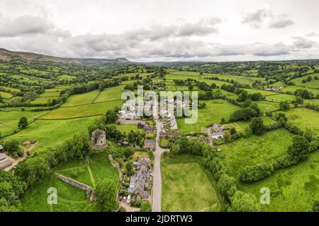 Aerial view of Longtown, an English village in Herefordshire on the ...