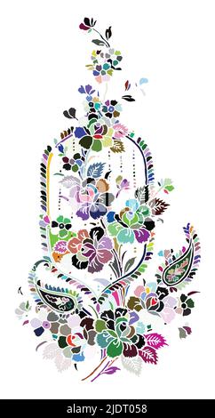 Artistic flowers composition. Artistic colored flowers illustrated card ...