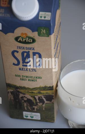 Copenhagen /Denmark/24 June 2022/ Danish sweet milk 3,5% fat arla milk ...