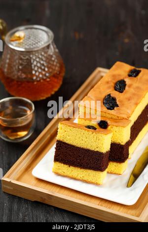 Sliced Spiku or Lapis Surabaya, Indonesian Three Layer Cake with with ...