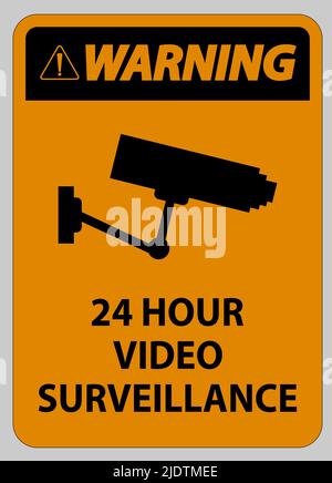 Warning Sign CCTV 24 Hour Video Surveillance Stock Vector Image & Art ...
