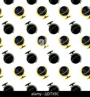 The globe engraved seamless pattern. Vintage world map in hand drawn ...