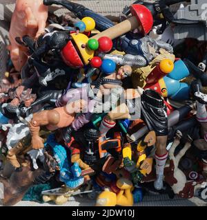 Various plastic toys at the flea market in Hanover (No. 46 Stock Photo ...