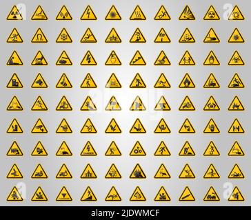 Warning Hazard Symbols labels Sign Isolate on White Background,Vector ...
