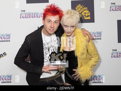 Sam Matlock (right) and Milkie Way from Wargasm attending the Kerrang ...