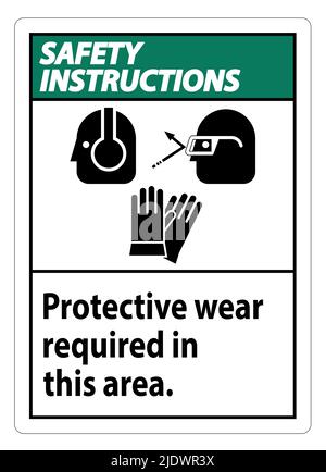 Safety Instructions Sign Wear Protective Equipment with goggles and ...