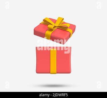opened gold and red gift box - colorful vivid concept - abstract 3D ...