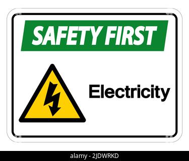 Safety first Electricity Symbol Sign Isolate On White Background,Vector ...