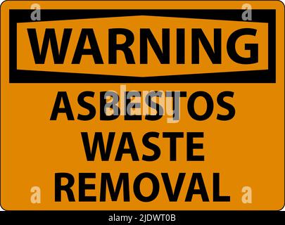 Warning Asbestos Waste Removal Sign On White Background Stock Vector ...