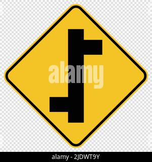 Staggered Junction Traffic Road Sign on transparent background,vector ...