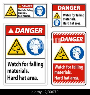 Danger Sign, Watch For Falling Materials, Hard Hat Area Stock Vector ...