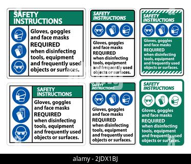 Safety Instructions Gloves,Goggles,And Face Masks Required Sign On ...