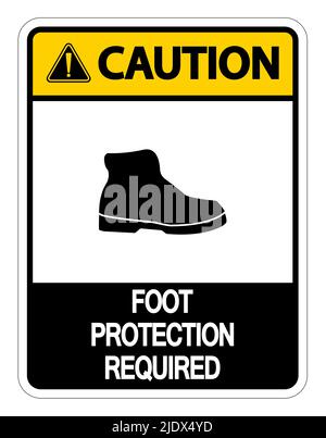 Caution Foot Protection Required Wall Symbol Sign Isolate on ...