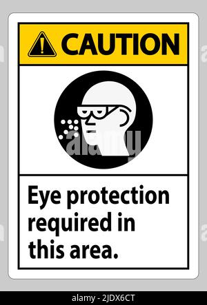 Caution Sign Eye Protection Required Symbol Isolate on White Background ...
