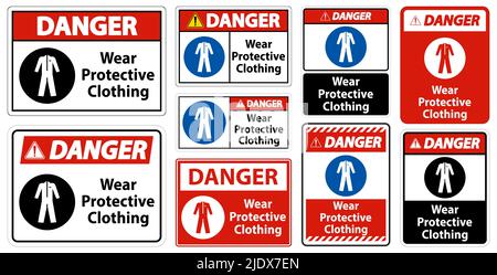 Danger Wear protective clothing sign on white background,vector ...