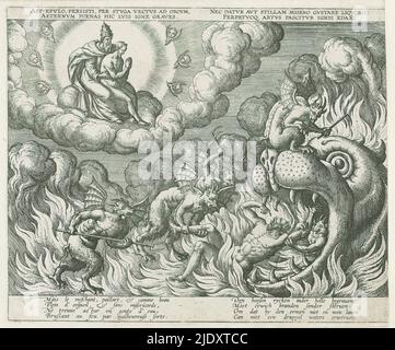 Vision of the rich man in hell, Anonymous, After Jan Luyken, 1720 print paper etching in hell ...