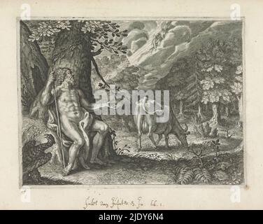 Jupiter and the cow, c. 1636 - 1670 print Jupiter sits under a tree and ...