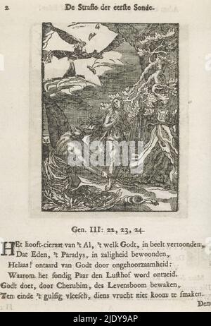 Expulsion from Paradise, Jan Saenredam, after Abraham Bloemaert, 1604 print Adam and Eva are ...