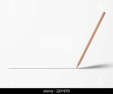 pencil drawing a straight line on a white background Stock Photo - Alamy