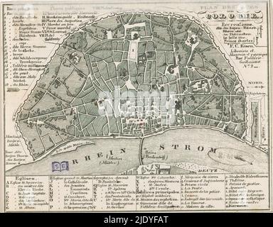 Map of Cologne, c. 1825 - c. 1875 print paper maps of cities Stock Photo - Alamy