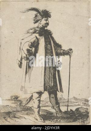 Easterner with feathered hat and sword, print maker: Theodorus van ...