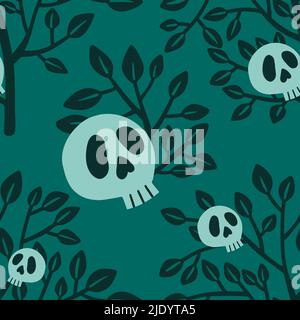 Halloween seamless skulls and trees pattern for fabrics and textiles ...
