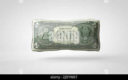 Inflated one dollar bill balloon. Economic inflation concept. 3D ...