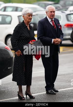 Sir Gareth Edwards arrives with wife Maureen for a memorial service for ...