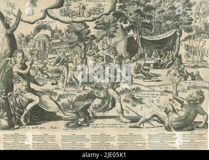 The broad and the narrow road: allegory of human life, In front left a ...