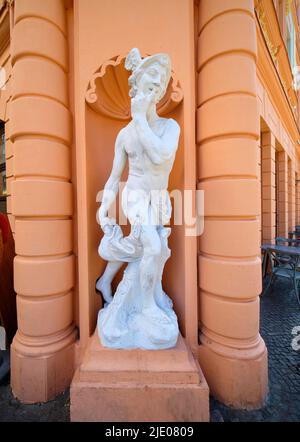 Statue of Hermes, patron god of travellers and merchants, Romanushaus ...