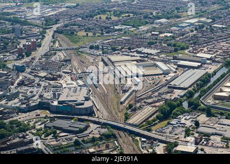 aerial view of Doncaster Railway Station and Engine Shed Stock Photo ...