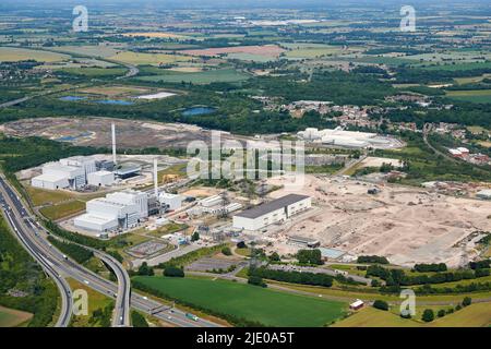 an arial view of the former Ferrybridge C power station site, adjacent ...