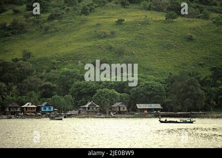 A view of Komodo village, a fishing village in Komodo Island within the ...