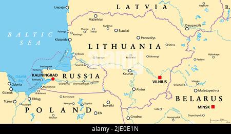 Kaliningrad Oblast, political map. Kaliningrad Region, federal subject ...